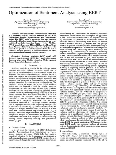 Optimization Of Sentiment Analysis Using Bert Pdf Cognitive Science