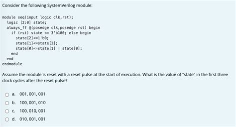 solved consider the following system verilog module module