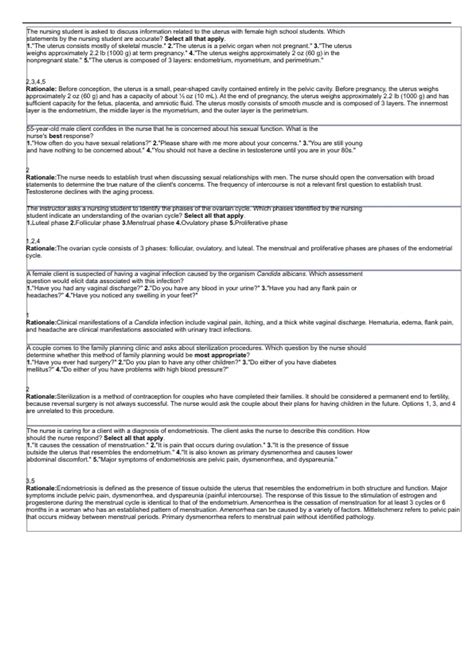 NCLEX REPRODUCTIVE QUESTIONS WITH ANSWERS CORRECT Nursing Care Of Clients With