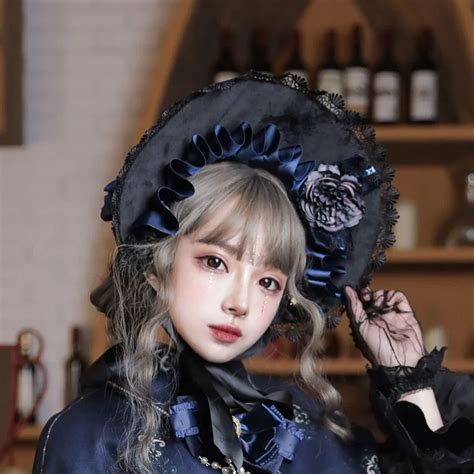 Melonshow 고딕 스타일 로리타 보닛 티 파티 로리타 액세서리 빅토리아 모자 여성 헤드 기어 빈티지 레이스 머리 장식 꽃 의상 및 액세서리