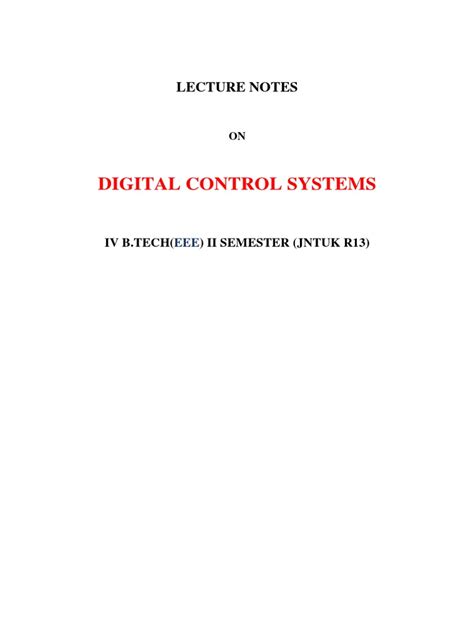 Digital Control Systems Lecture Notes Pdf Analog To Digital Converter Sampling Signal