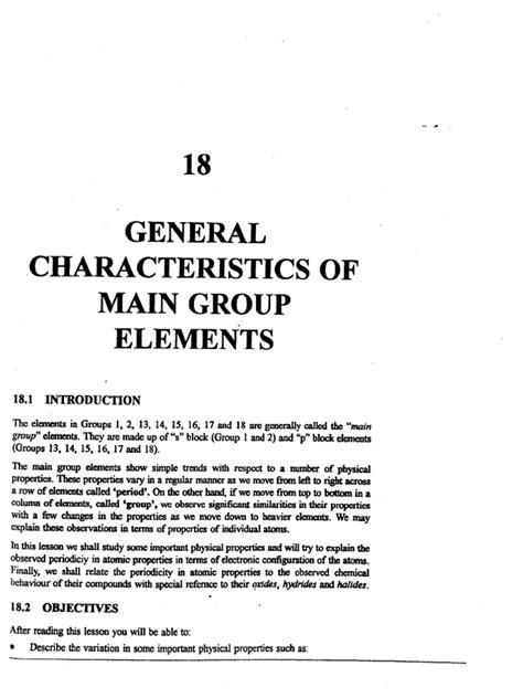 L 18 General Characteristics Of Main Group Elements Pdf