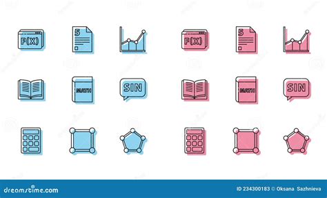 Set Line Triangle Math Chalkboard With Diagram Geometric Figure Pentagonal Prism Sphere