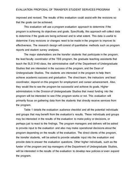 Program Evaluation Proposal Docx Undergraduate Education College Education