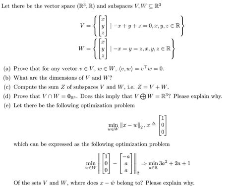 solved let there be the vector space r3 r and subspaces