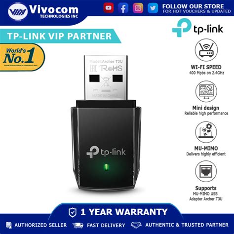 Tp Link Archer T U Ac Mini Wireless Mu Mimo Usb Adapter Mu Mimo Dual Band Wifi Dongle Wifi