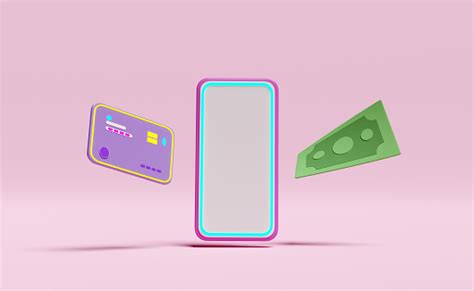 3d 휴대폰 신용카드가 있는 스마트폰 달러 지폐 아이콘이 분홍색 배경에 고립되어 떠 있다 인터넷 뱅킹 온라인 쇼핑 개념 템플릿 최소 현대 3d 렌더링 일러스트레이션 3차원
