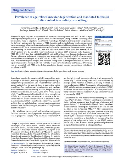 Prevalence Of Age Related Macular Degeneration And18 Pdf Medical