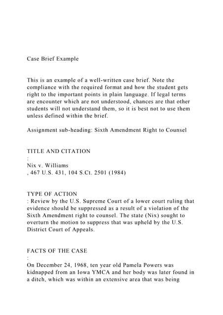 Case Brief Examplethis Is An Example Of A Well Written Cdocx