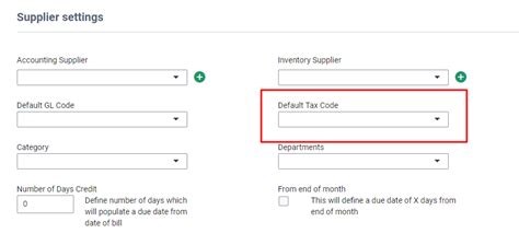 supplier tax code is showing as 0