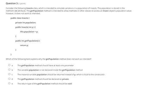 Solved Consider The Following Insects Class Which Is