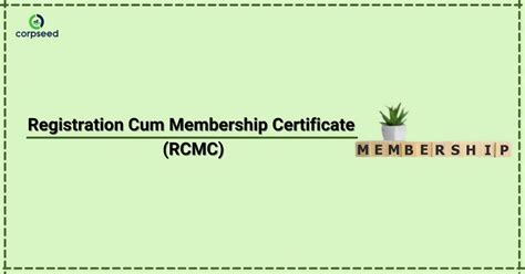 Registration Cum Membership Certificate RCMC Corpseed