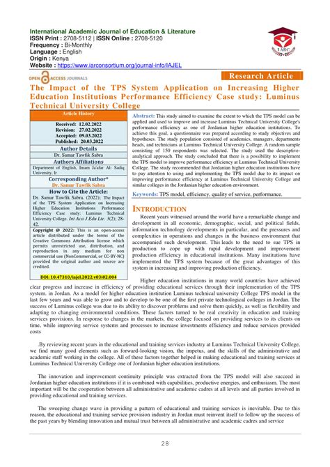 PDF The Impact Of The TPS System Application On Increasing Higher Education Institutions