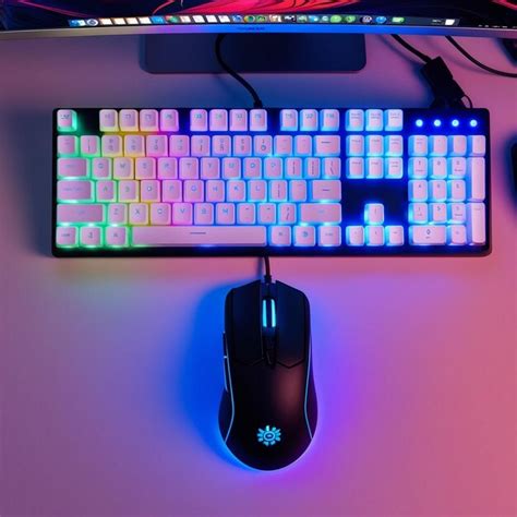 Vibrant RGB Gaming Keyboard And Mouse Premium AI Generated Image