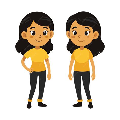 Premium Vector Cartoon Illustration Of Happy Girl In Yellow Shirt