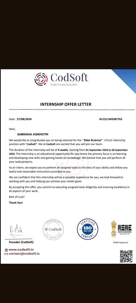Codsoft Newopportunities Internship Growthmindset Samiksha Agnihotri