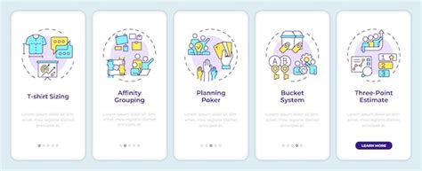 Premium Vector Agile Estimation Techniques Onboarding Mobile App Screen