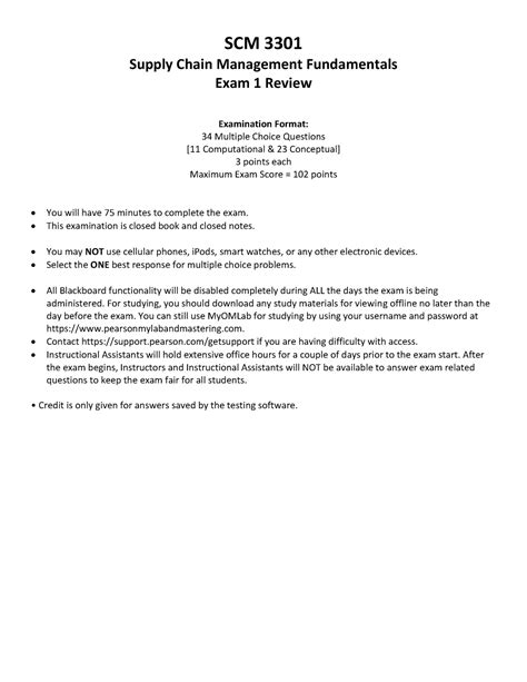 Exam SCM Review Sheet SCM Supply Chain Management Fundamentals Exam Review Studocu