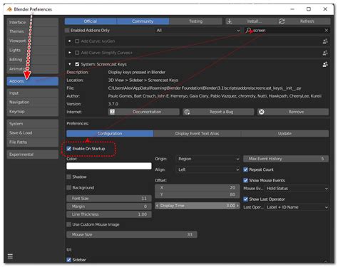 Scripting Create Default Scene With Screen Cast Keys Addon Enabled