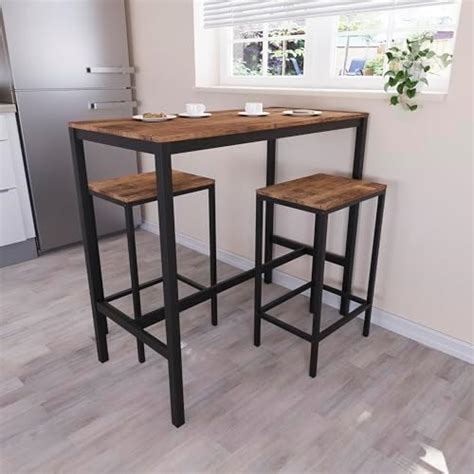 Vasagle Dining Table Set Bar Table And Stools Breakfast Bar Table