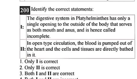 200 Identify The Correct Statements The Digestive System In Platyhelmint