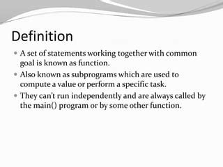 User Defined Functions In C PPTX