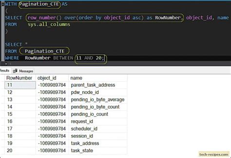 Pagination Using Rownumber With A Cte In Sql Server