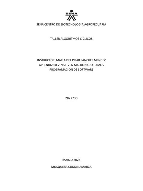 Taller Algoritmos Ciclicos Pdf
