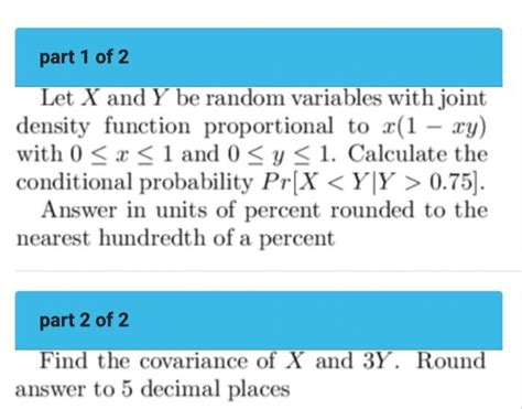 solved part 1 of 2 let x and y be random variables with