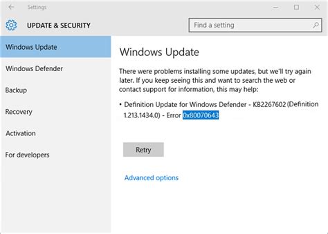 How To Fix Error 0x80070643 During Windows Defender Updating In Windows 10