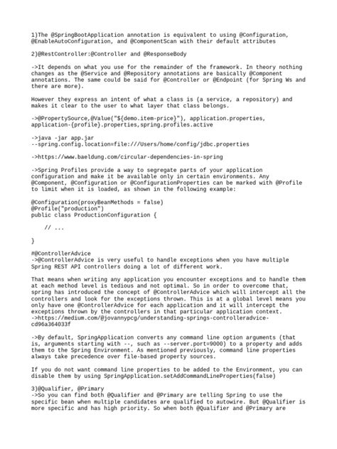 Spring And Spring Bootinterviewqsns Pdf Method Computer Programming Spring Framework