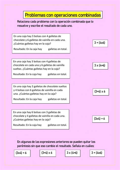 Problemas Con Operaciones Combinadas Worksheet