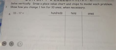 Solved Solve Vertically Draw A Place Value Chart And Chips To Model Each Problem 3 Show How