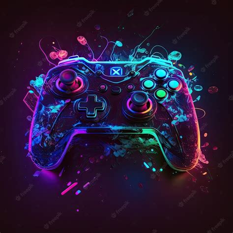 Premium Photo Abstract Neon Light Game Controller Artwork Design