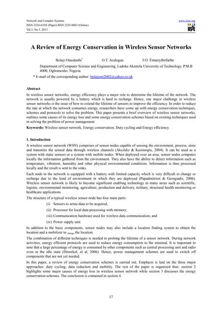 A Review Of Energy Conservation In Wireless Sensor Networks Pdf Internet Of Things Internet