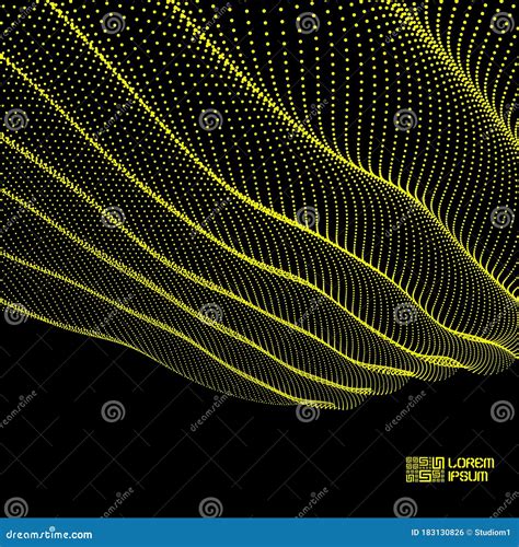 Array With Dynamic Particles Flowing Particle Waves Stock Vector
