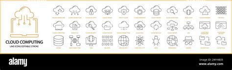 Cloud Computing Icons Cloud Computing Icon Set Cloud Computing Line Icons Cloud Storage Icons