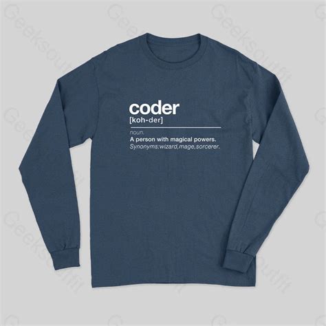 Geeksoutfit Coder Definition Long Sleeve T Shirt For Sale Online