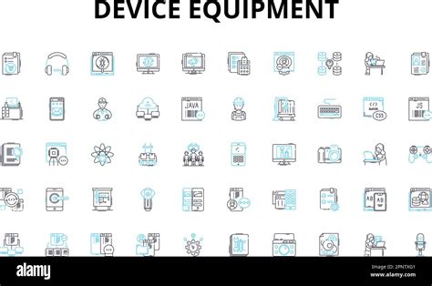 Device Equipment Linear Icons Set Console Monitor Keyboard Mouse Printer Scanner Speaker