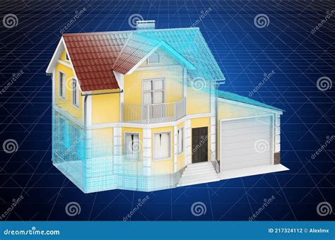 Visualization 3d Cad Model Of House Blueprint 3d Rendering Stock Illustration Illustration