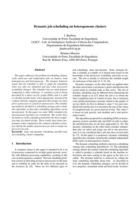 Pdf Dynamic Job Scheduling On Heterogeneous Clusters