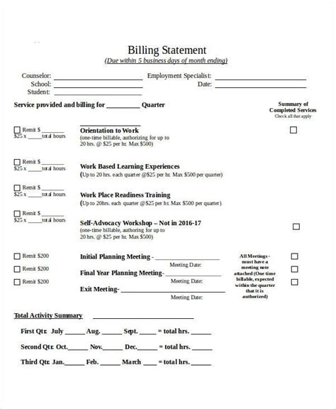 Billing Statement Templates 16 Free Word Excel PDF Formats Samples Examples And Forms