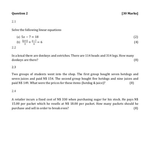 Solved Question 2 30 Marks 21 Solve The Following Linear