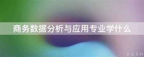 商务数据分析与应用专业学什么 业百科