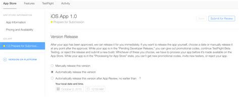 Ios How To Set Specific Release Date In New Itunesconnect Interface After Approval Stack