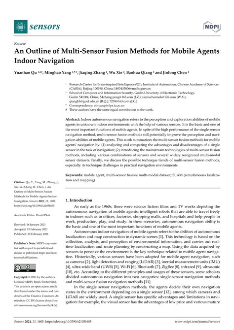 PDF An Outline Of Multi Sensor Fusion Methods For Mobile Agents Indoor Navigation