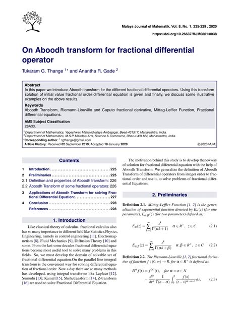 Pdf On Aboodh Transform For Fractional Differential Operator