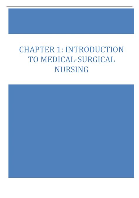 Chapter 1 Introduction To Medical Surgical Nursing Chapter 1