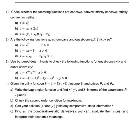 Solved 1 Check Whether The Following Functions Are Concave
