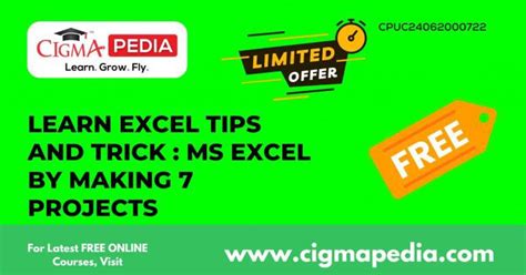 Learn Excel Tips And Trick Ms Excel By Making 7 Projects Free Udemy Course Cigma Pedia